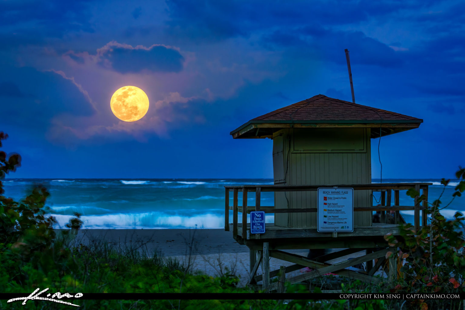 Full Moon at Jupiter Beach Atlantic Ocean | HDR Photography by Captain Kimo