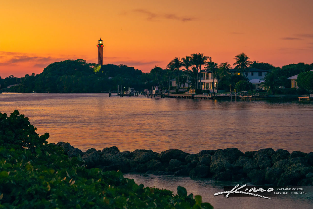 Jupiter Lighthouse Sunset Over the Waterway in Palm Beach County | HDR ...
