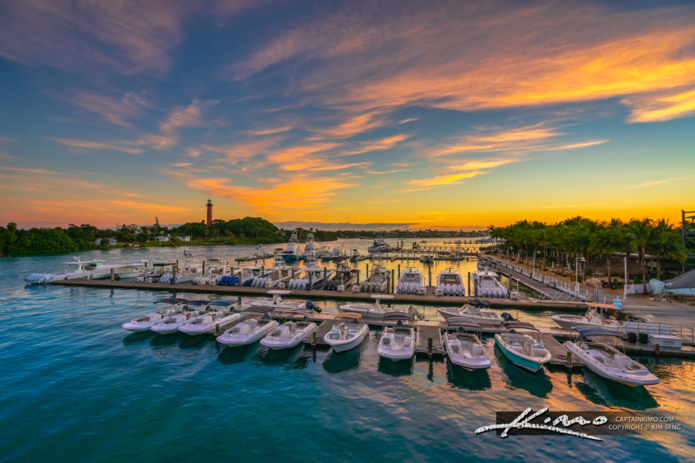 Jupiter Lighthouse Sunrise at the Marina Along the Waterway | HDR ...