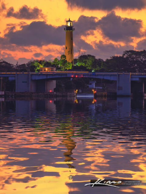 Jupiter Lighthouse Sunrise Reflection with US1 Bridge | HDR Photography ...