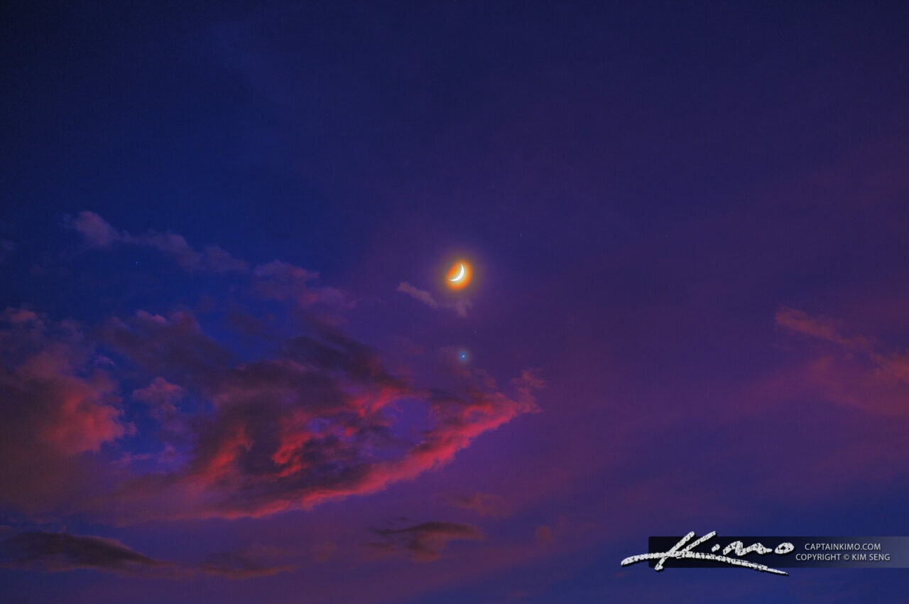 Crescent Moon Setting Over Florida Sky | HDR Photography by Captain Kimo