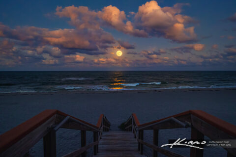Full Moon Rise Jupiter Florida at Beach Access | HDR Photography by ...