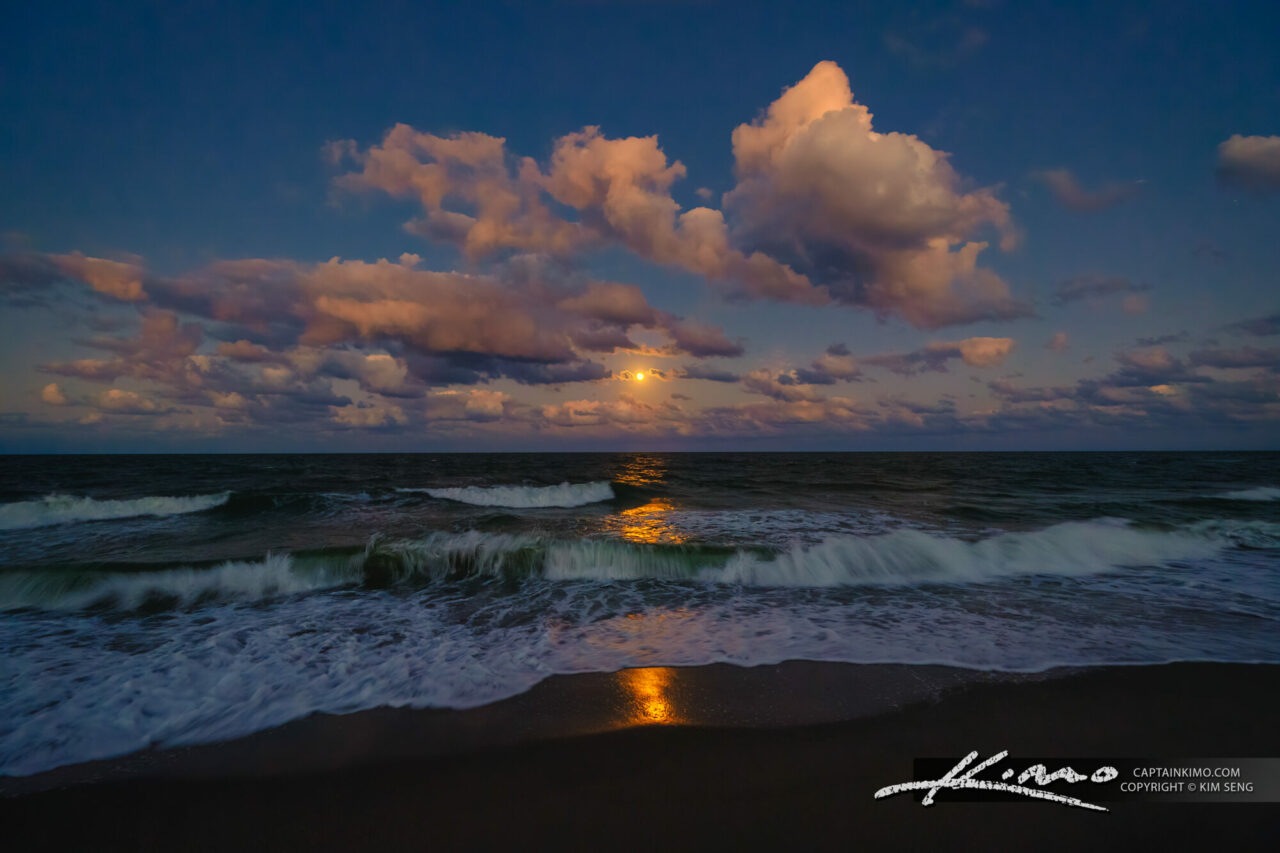 Atlantic Ocean Moon Rise at Beach | HDR Photography by Captain Kimo