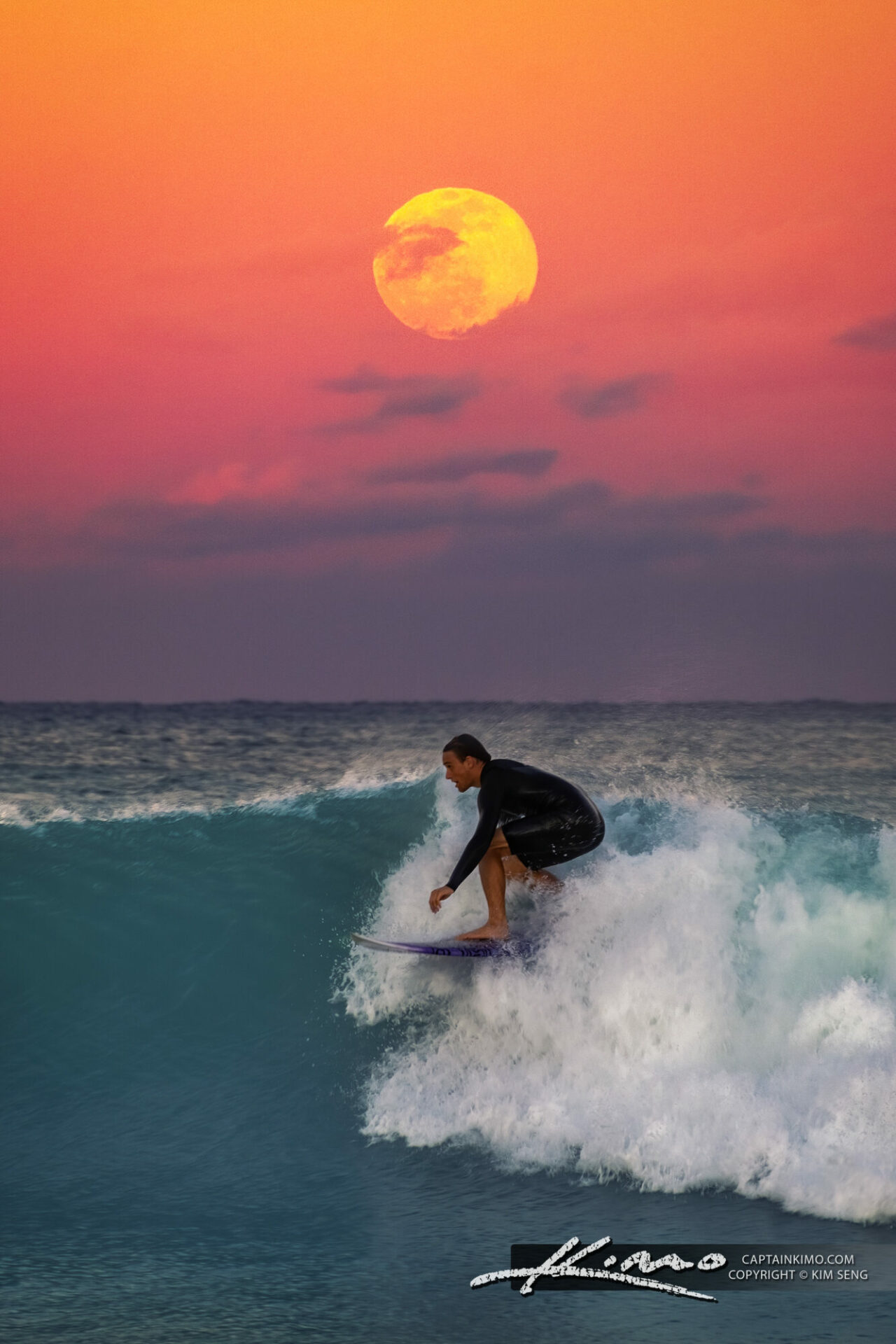 Juno Beach Full Moon Surfer January 2022 | HDR Photography by Captain Kimo