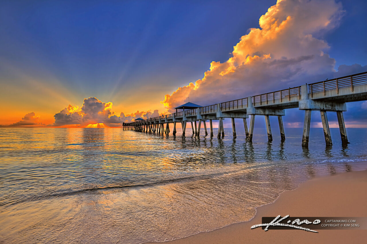 Juno Beach Pier Glorious Sunrise from the Beach | HDR Photography by ...