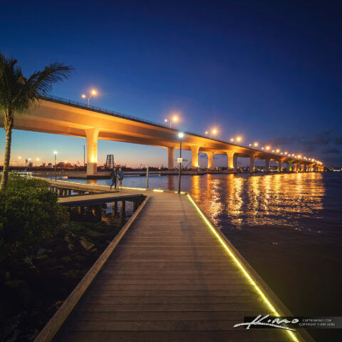 Roosevelt Bridge Stuart Florida Riverwalk at Twilight | HDR Photography ...