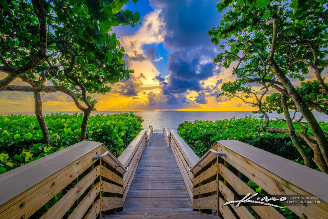Jupiter Beach Entrance Boardwalk 46 Cloudy Sunrise | HDR Photography by ...