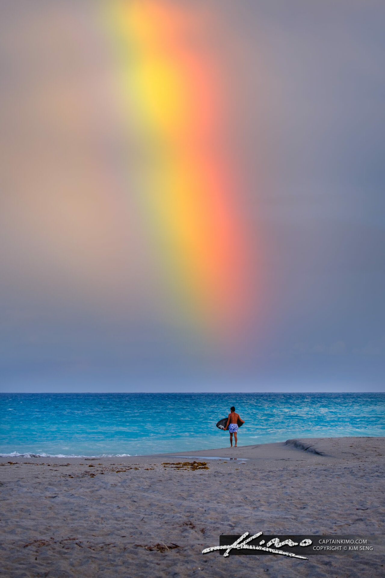Juno Beach Skim Boarder Blue Water Rainbow Over the Ocean | HDR ...