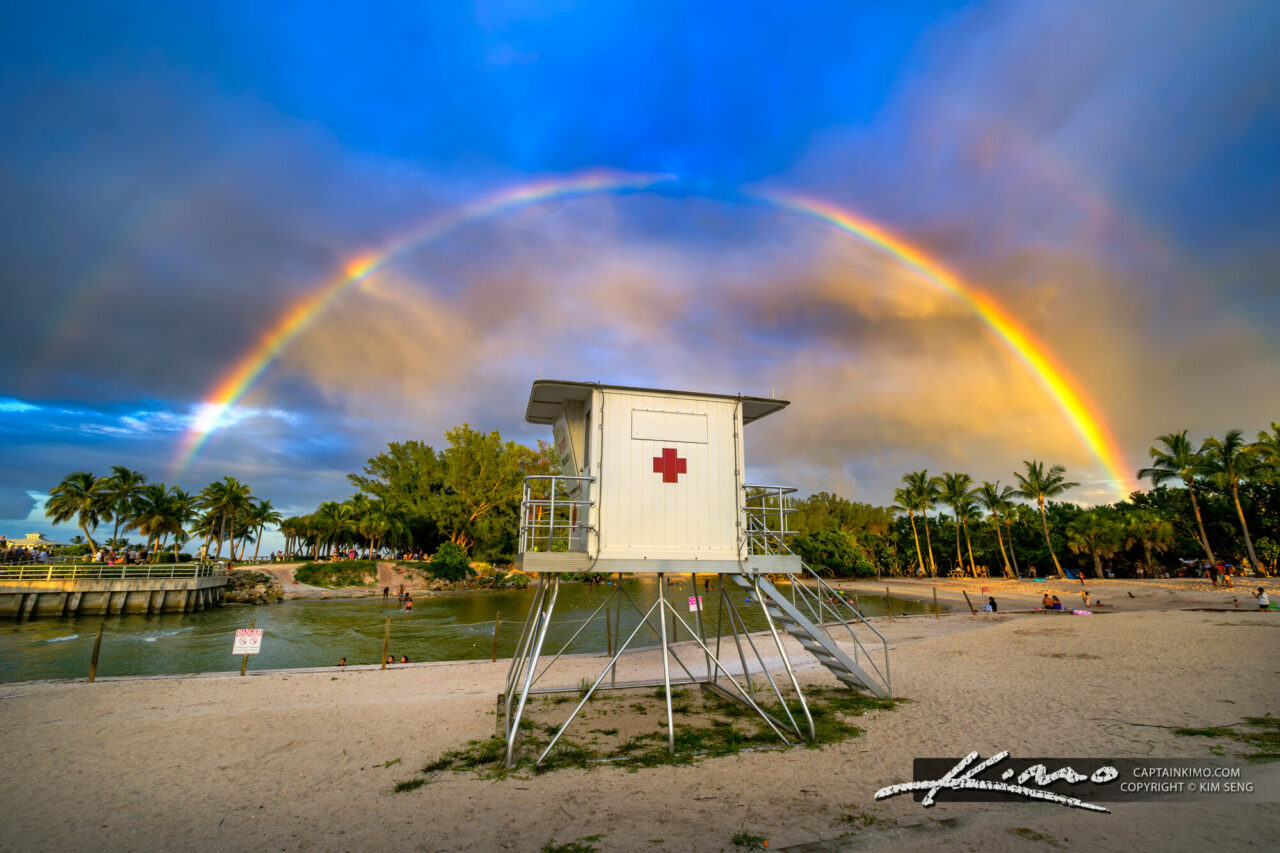 Rainbow Over Lifeguard Tower A Splash of Color in Jupiter Florida | HDR ...