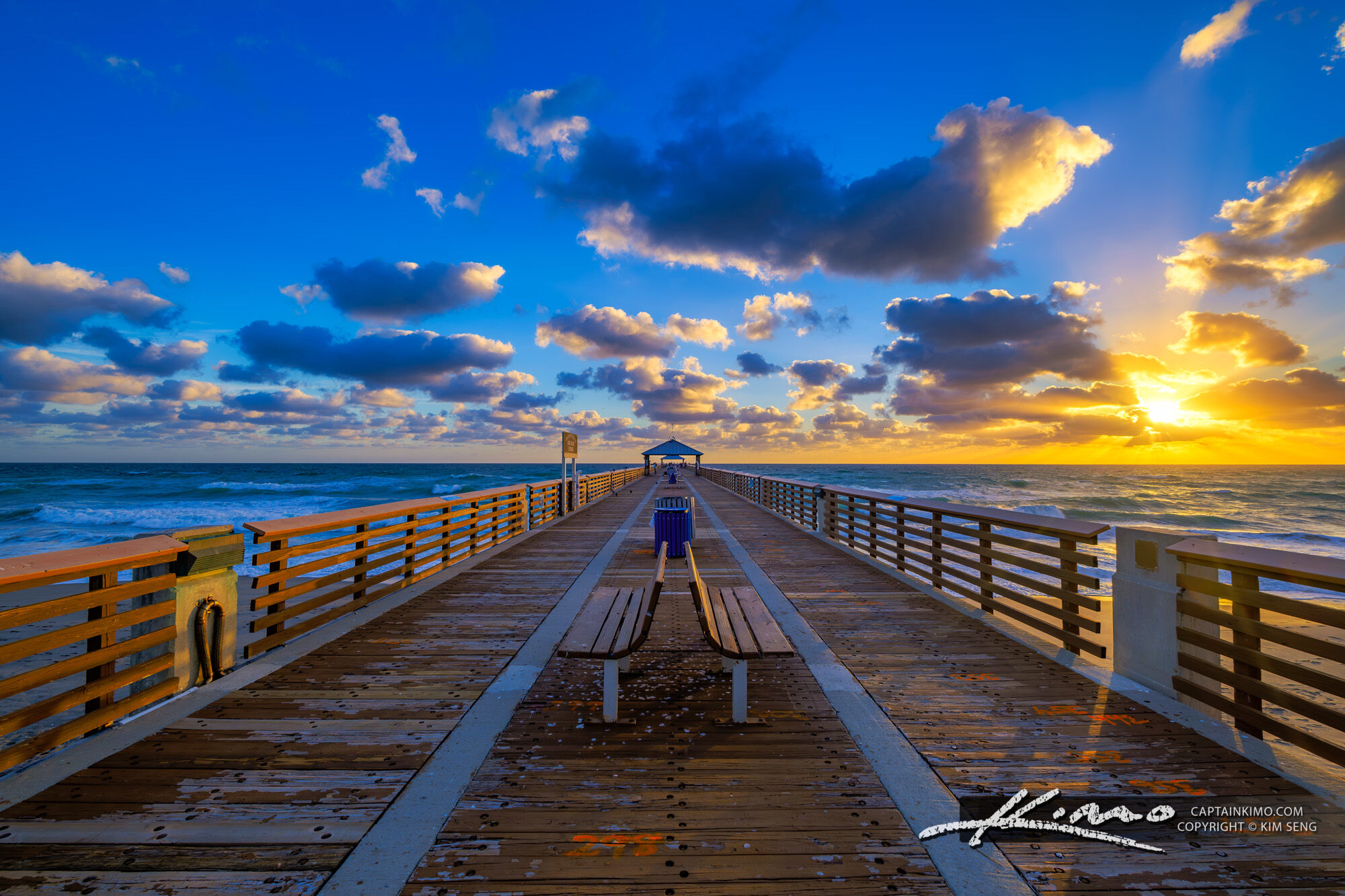 Juno Beach Pier Sunrise Windy Day | HDR Photography by Captain Kimo