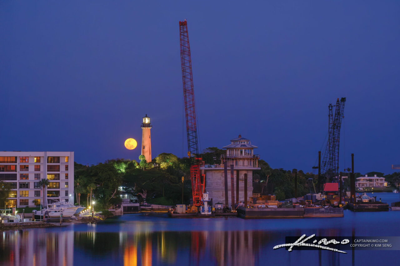 Moonlit Beacon at Jupiter Inlet | HDR Photography by Captain Kimo