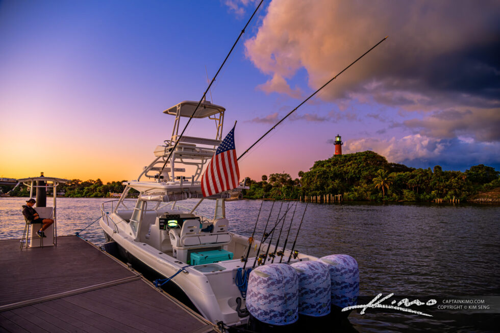 Jupiter Lighthouse Boat Docked at Marina Sunset | HDR Photography by ...