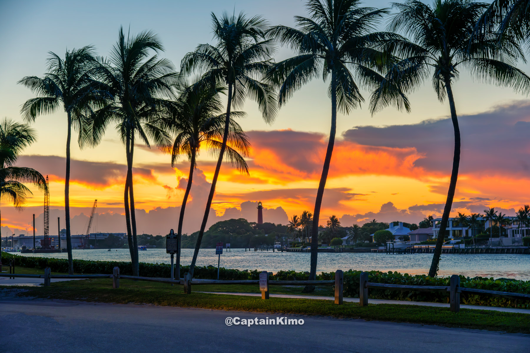 Jupiter Inlet July 31 Sunset with Lighthouse and Coconut Trees | HDR ...